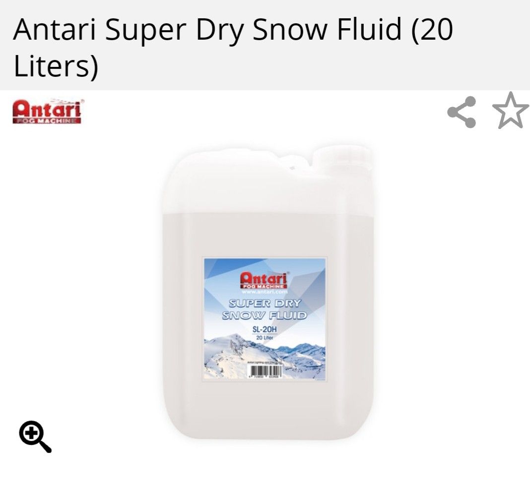 ANTARI SUPER DRY SNOW MACHINE FLUID 20 LITERS 5 GALLONS SNOW MACHINE ...
