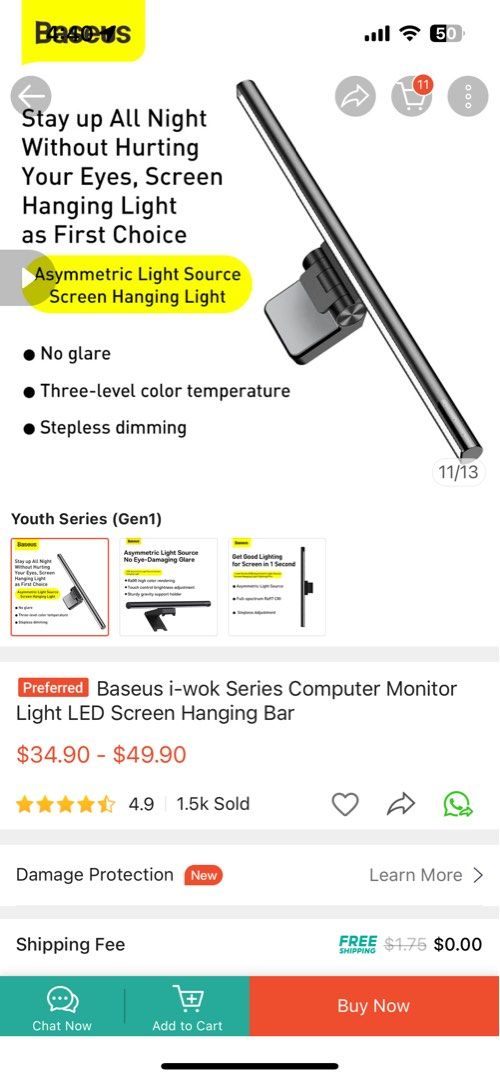 Baseus i-wok Series Computer Monitor Light LED Screen Hanging Bar ...