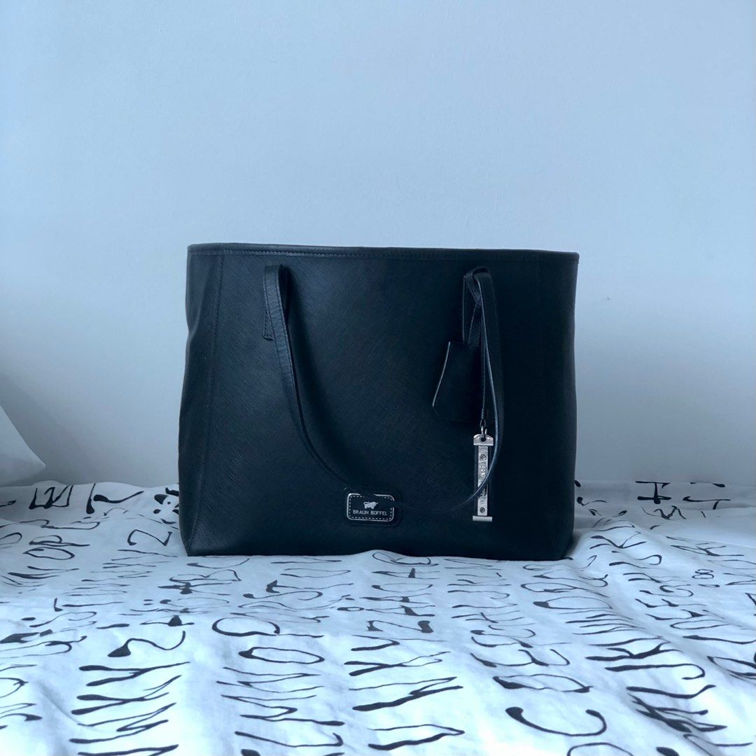 Braun Buffel black premium leather tote bag and key fob, Women's ...