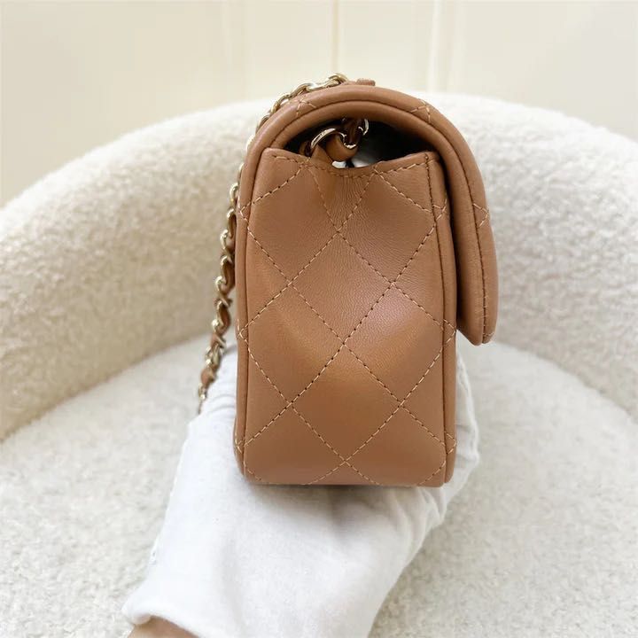 Chanel Classic Mini Rectangle Flap in 21P Caramel Lambskin and LGHW ...