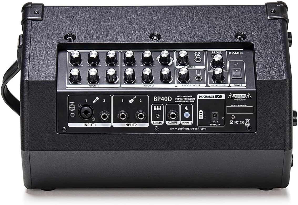 Coolmusic BP40D Powered Acoustic Guitar Amplifier- Portable Bluetooth ...