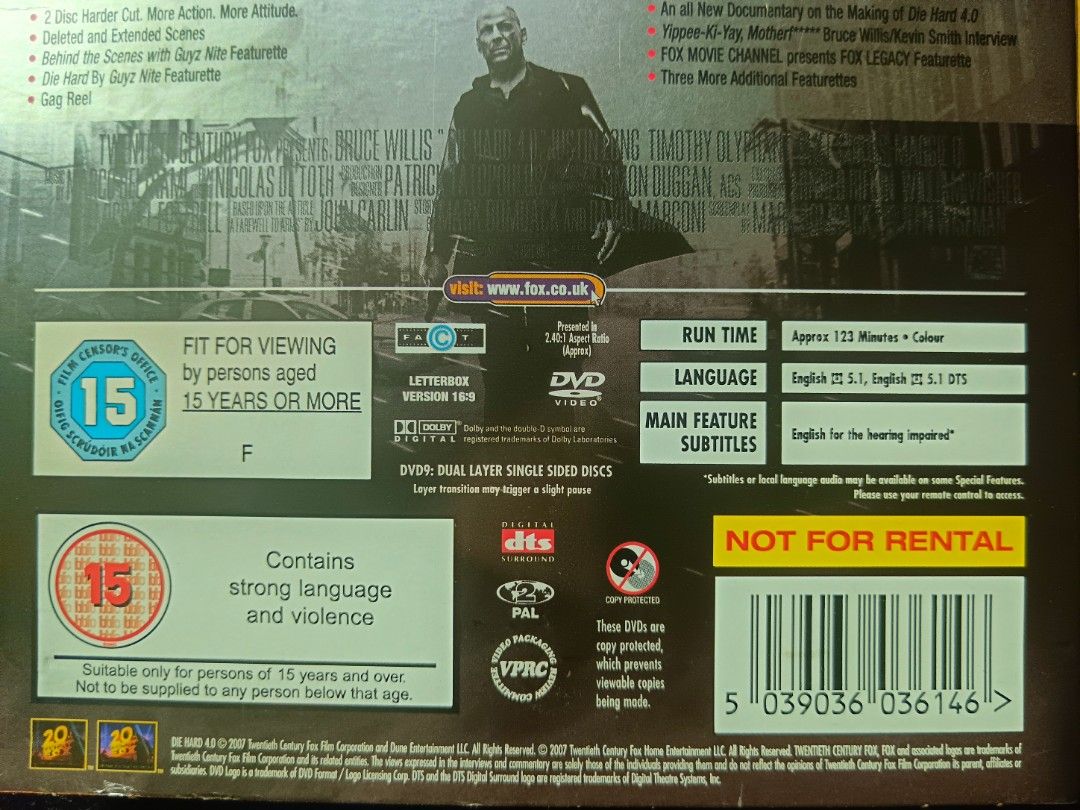 UK DVD DIE HARD 4.0 Ultimate Action Edition Original 2 Disc Bruce ...