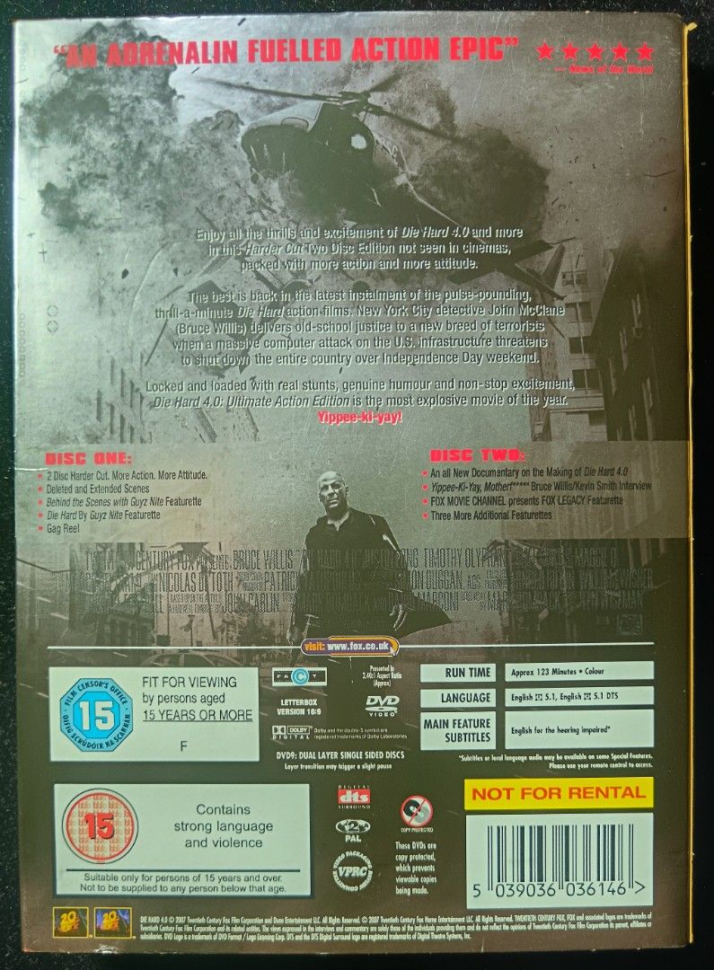 UK DVD DIE HARD 4.0 Ultimate Action Edition Original 2 Disc Bruce ...