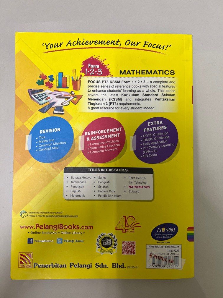 Focus Pt3 Kssm Form 1 2 3 Mathematics Hobbies And Toys Books And Magazines Textbooks On Carousell