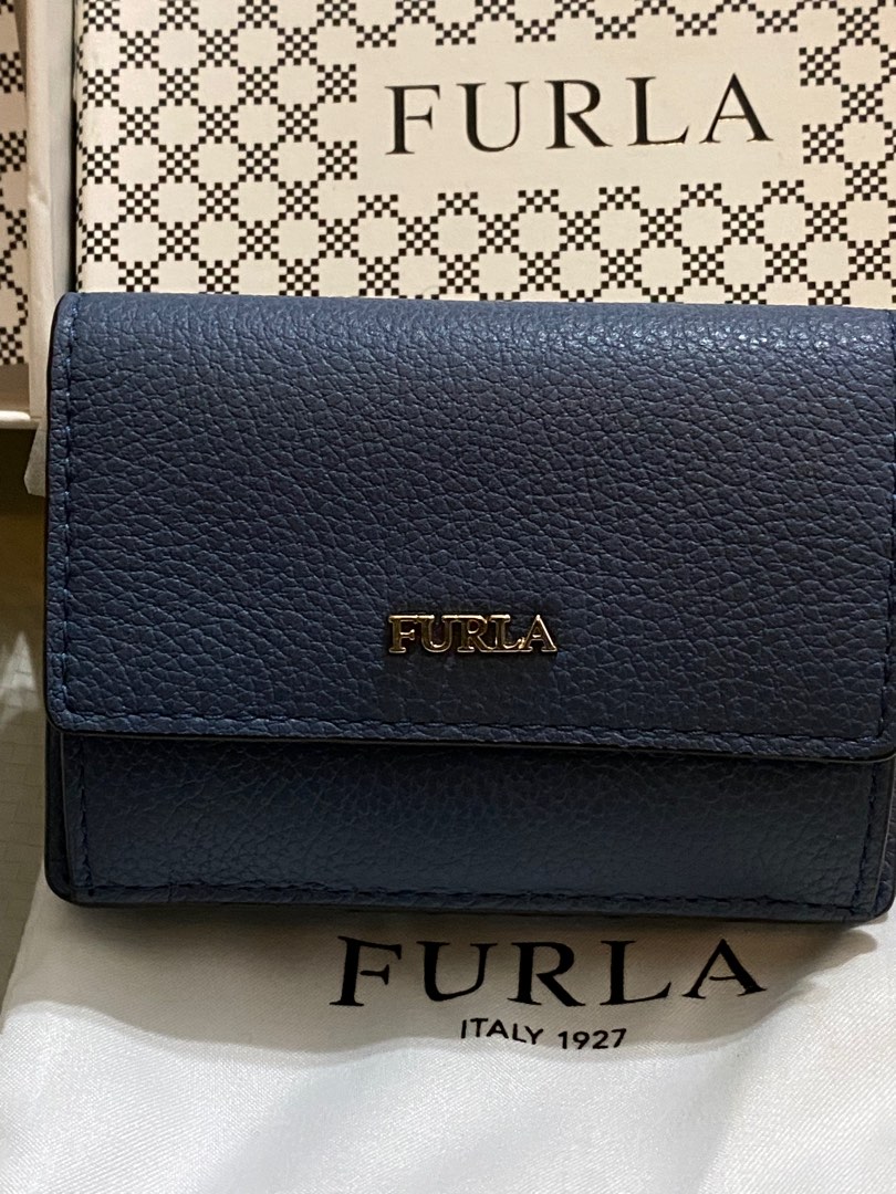 Furla Babylon Tri-fold Blue Wallet, Luxury, Bags & Wallets on Carousell
