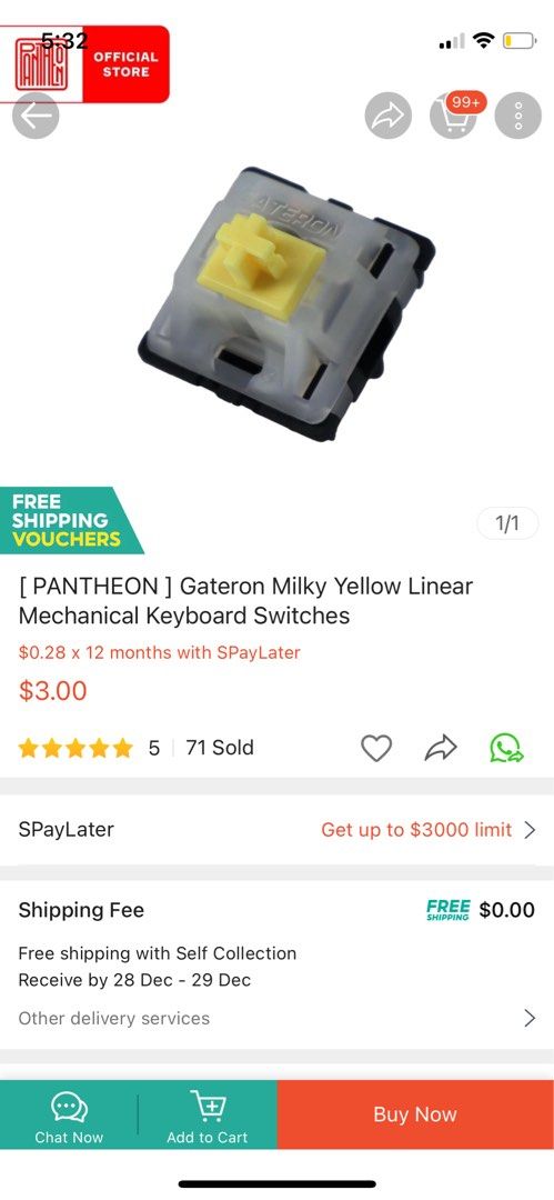 Gateron milky yellow linear mechanical keyboard switches, Computers ...
