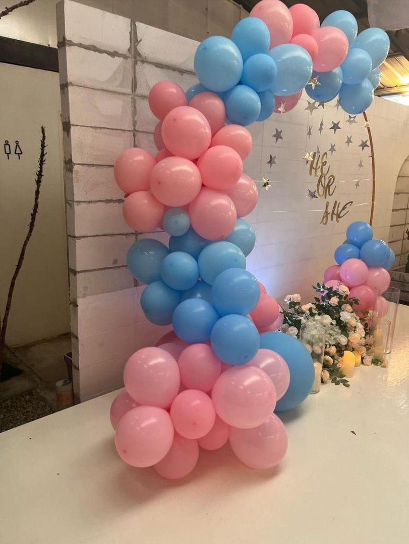 Gender reveal balloon decorations setup surprise birthday anniversary ...