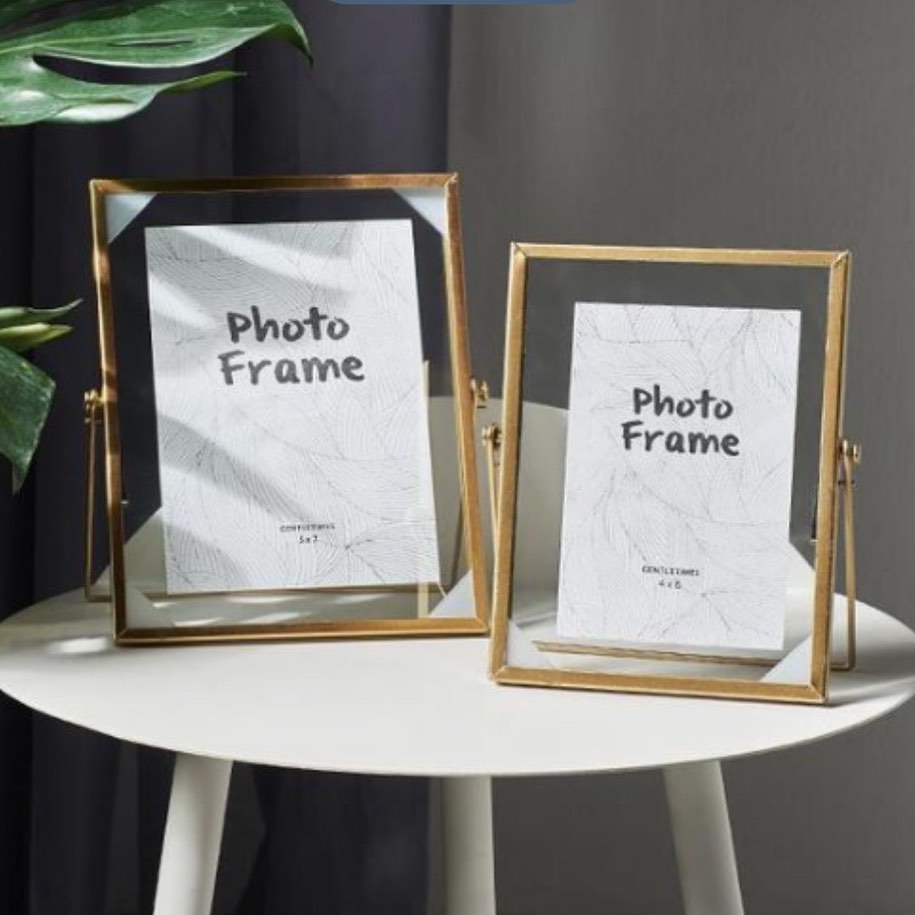 Gold Glass Metal Floating Pressed Leaf Picture Display Photo Frame ...