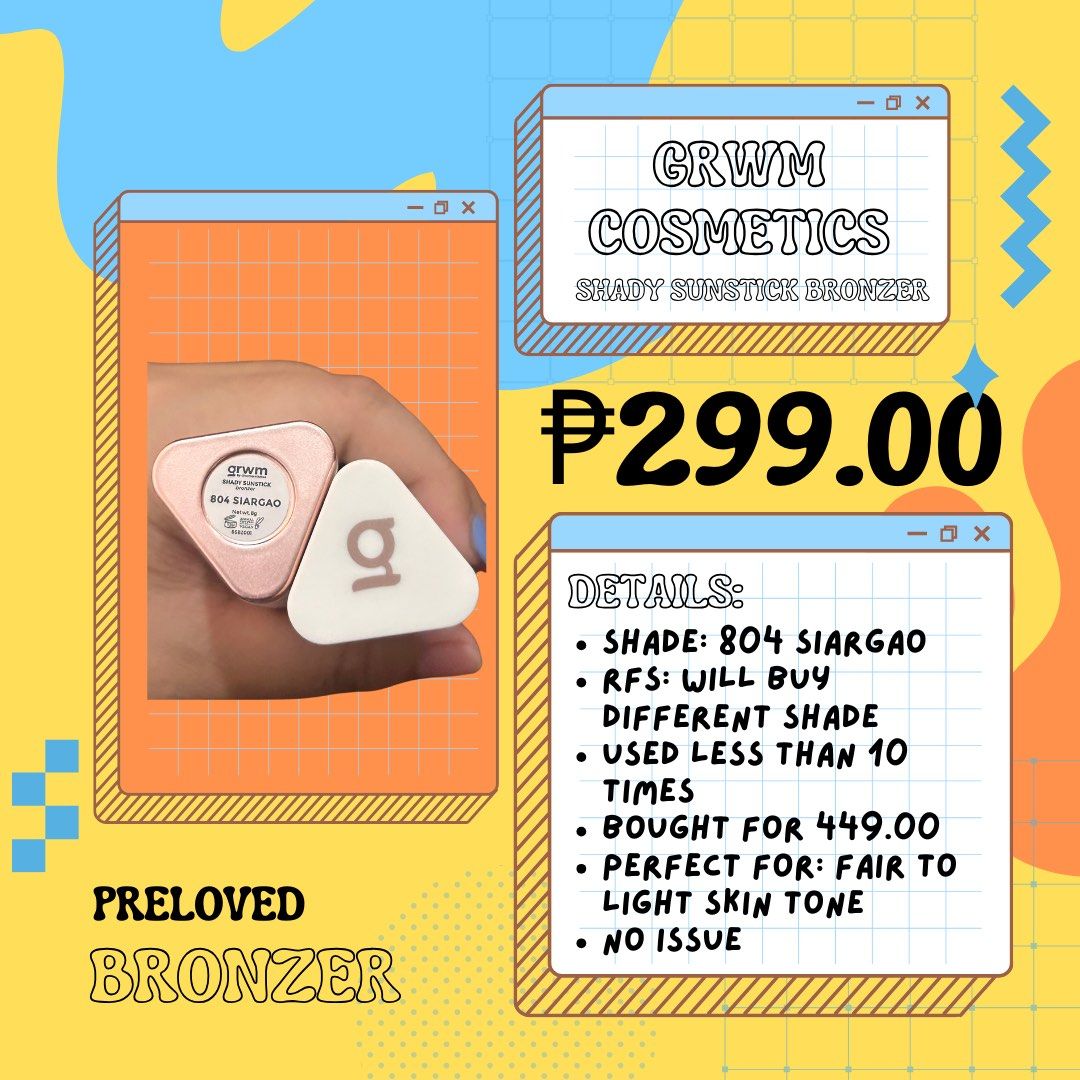 GRWM Cosmetics Shady Sunstick Bronzer, Beauty & Personal Care, Face ...