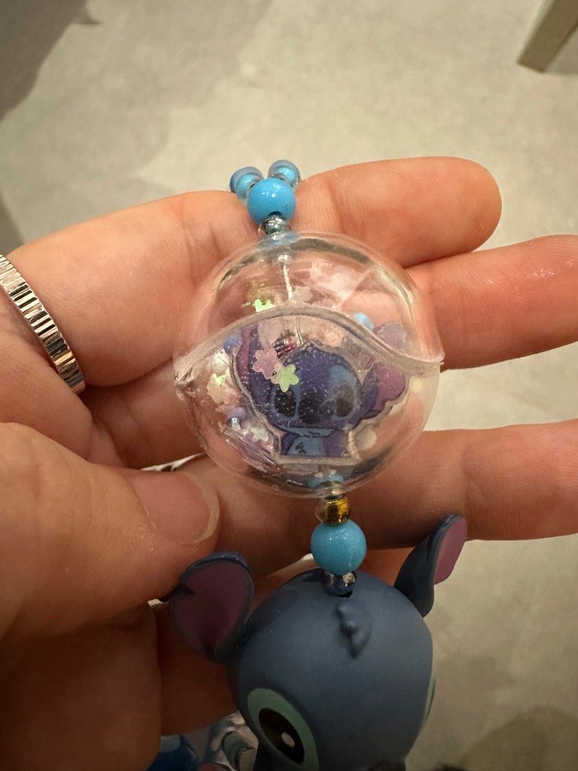 Hand drawn Stitch beads and authentic Stitch figurine landyard, Hobbies ...