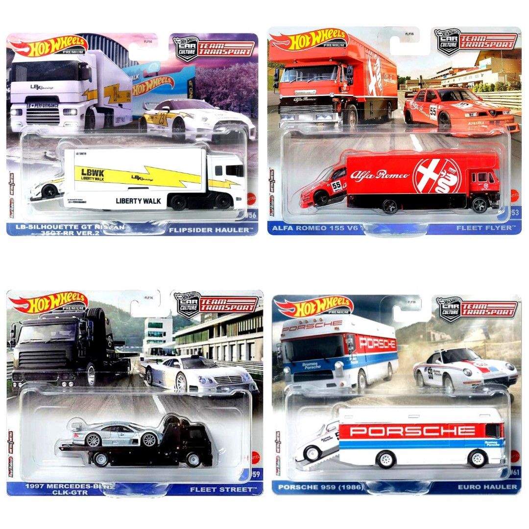 Hot Wheels Premium Team Transport Alfa Romeo 155 V6 Ti & Fleet Flyer ...