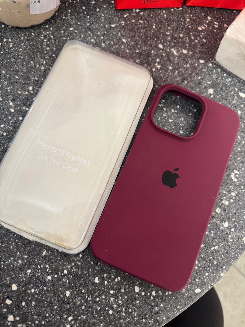 IPHONE 15 PRO MAX CASE MAROON WITH LOGO SILICON, Mobile Phones ...