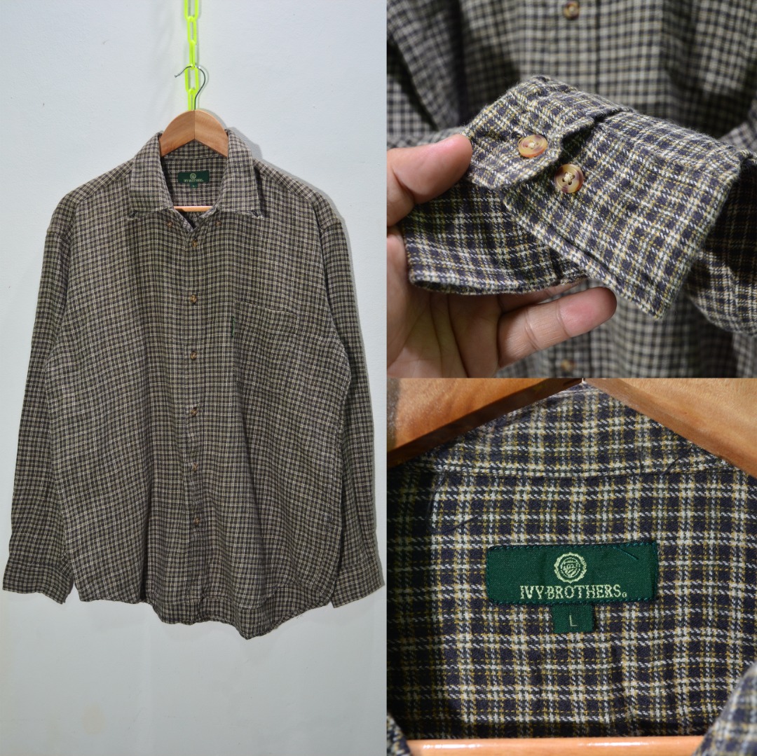 Ivy Brother Flannel Men's Polo Shirt For Sale, Men's Fashion, Coats ...