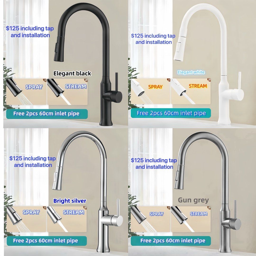 Kitchen three Water faucet mode Pull out Function sink Tap cold&hot ...