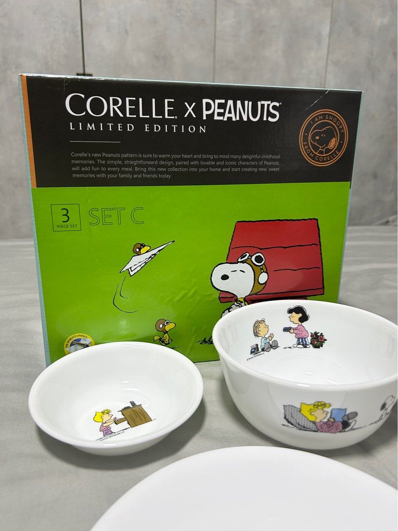 [Limited Edition] Corelle x Peanuts Set C Microwavable Plates & Bowls ...
