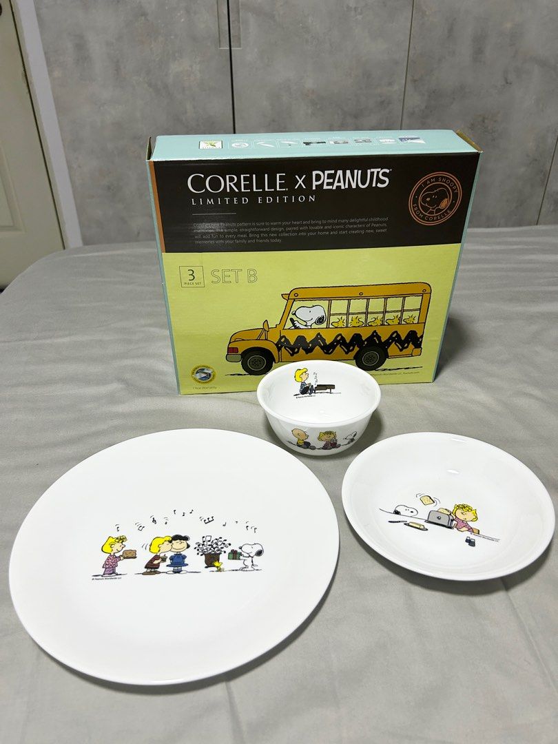 [Limited Edition] Corelle x Peanuts Set B Microwavable Plates & Bowls ...