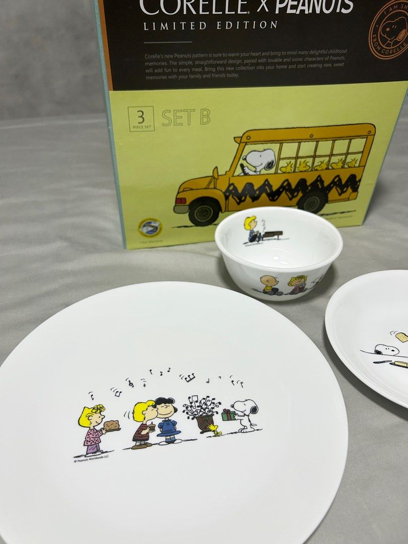 [Limited Edition] Corelle x Peanuts Set B Microwavable Plates & Bowls ...