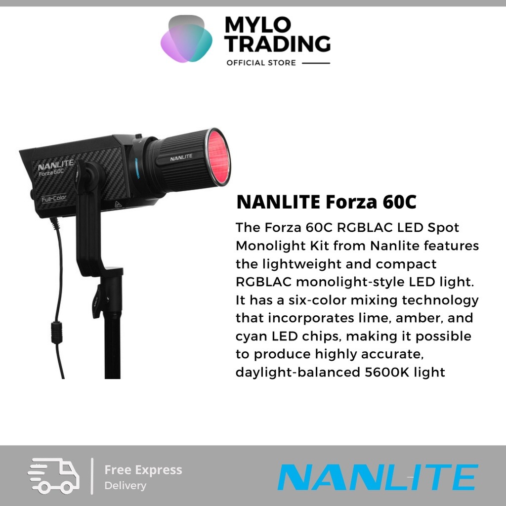 NANLITE Forza 60C Kit RGBLAC LED Spot Monolight, Photography ...
