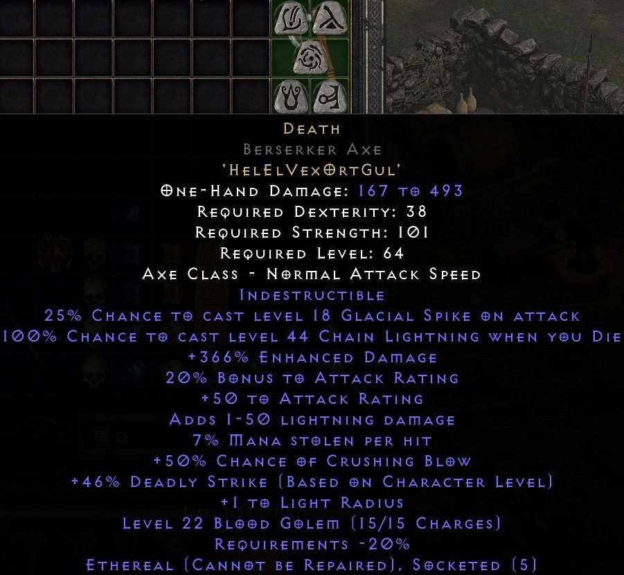 (Non-Ladder) GG 366% Ehtereal Death Berserker Axe. D2R, Video Gaming ...