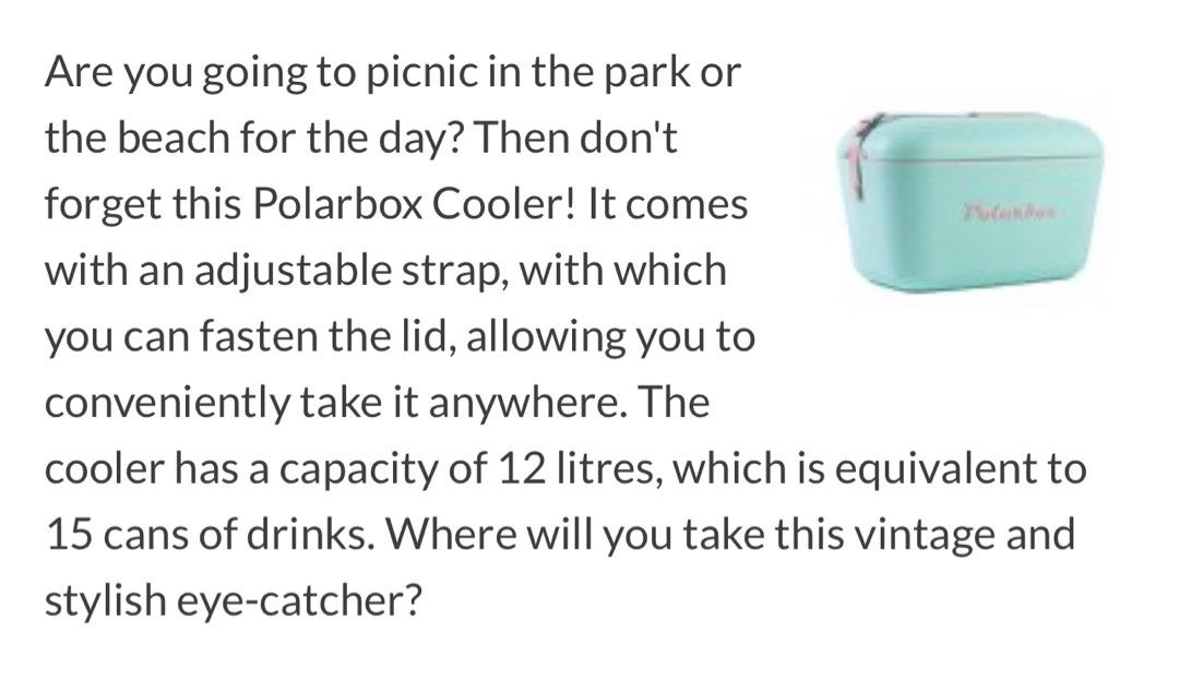 Polarbox Retro Cooler 12L Pastel Green, Furniture & Home Living ...
