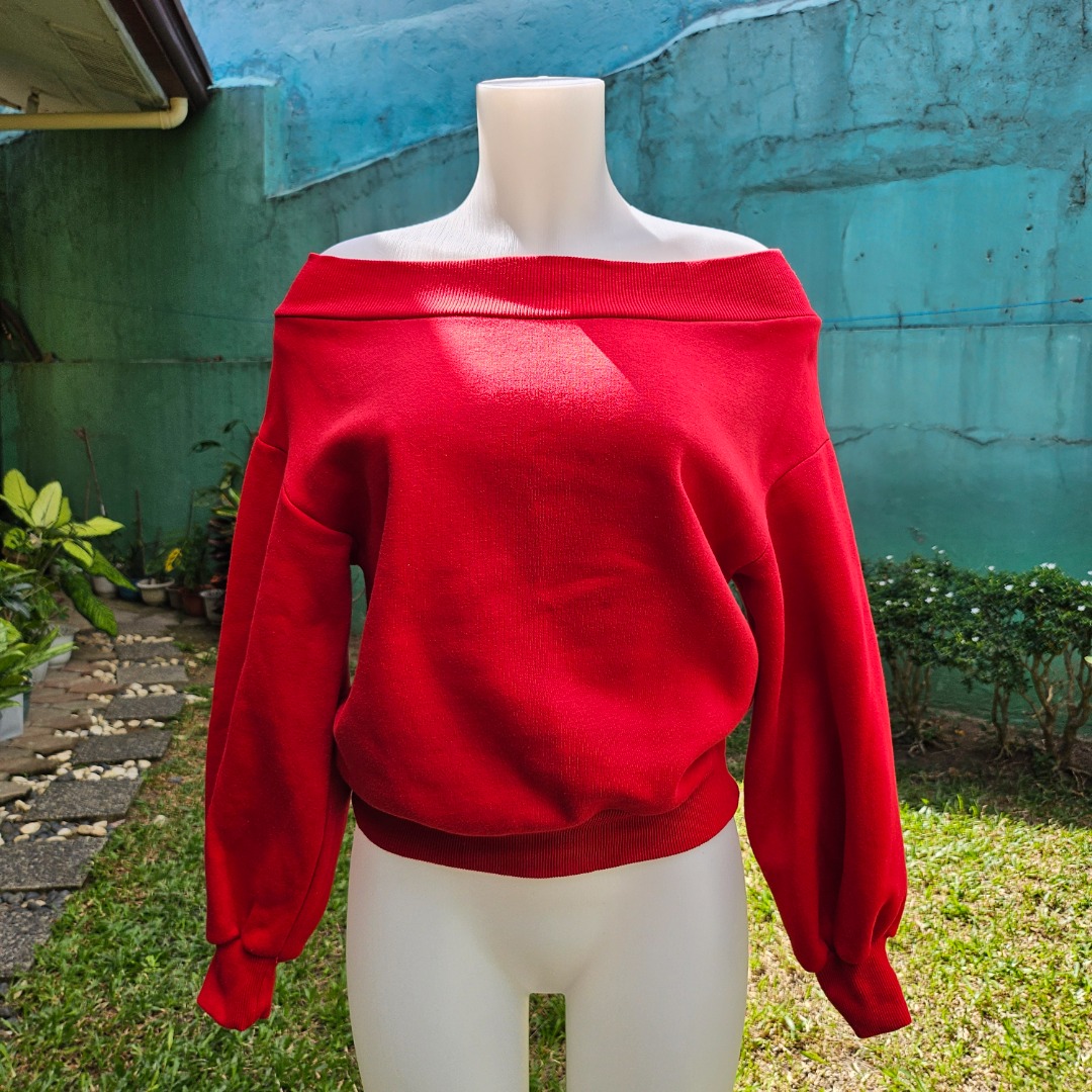 Red Off Shoulder Sweater (Fixed Price, Pls Read Description), Women's ...
