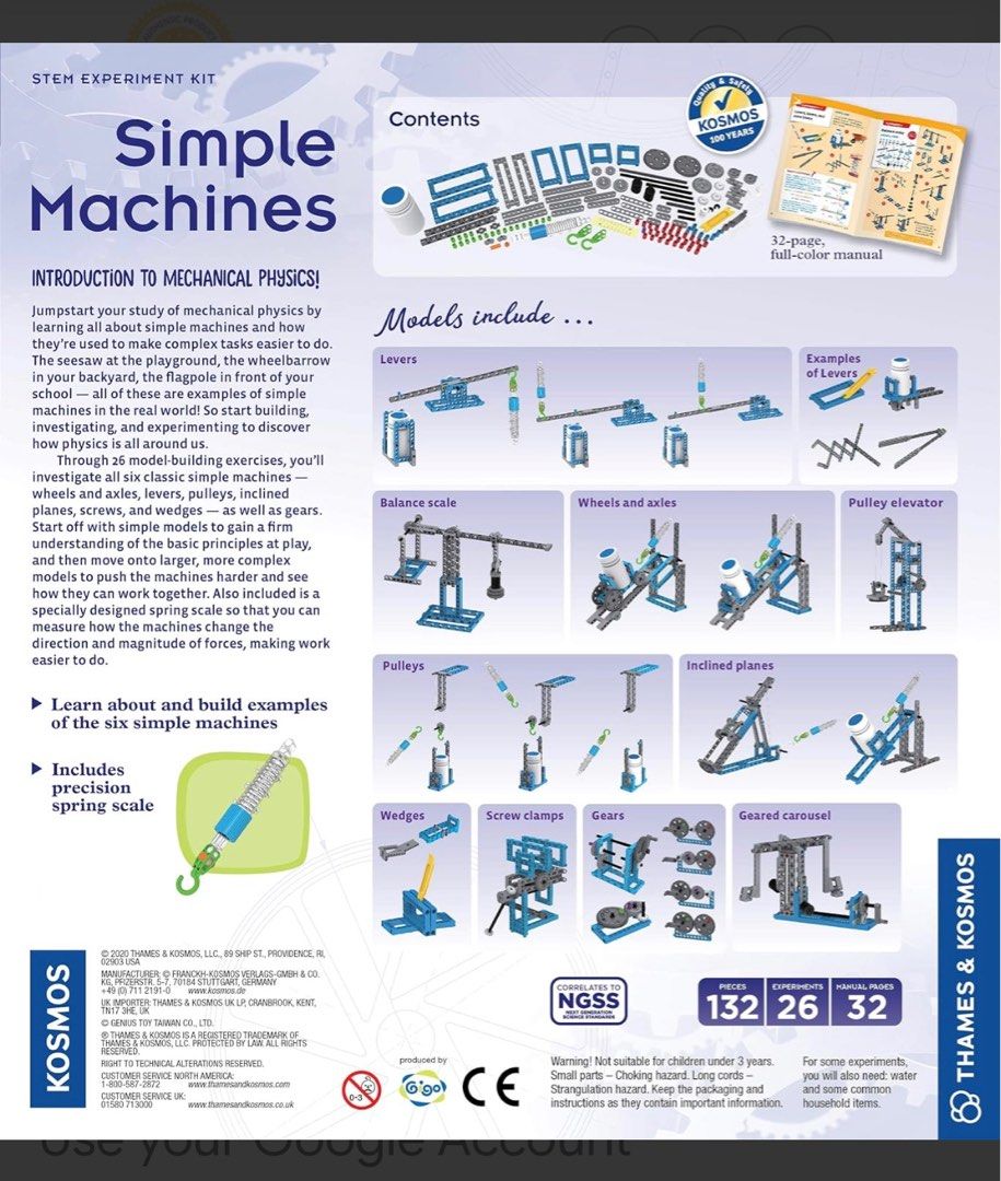 STEM Experiment Kit Thames & Kosmos Simple Machines Science Experiment ...