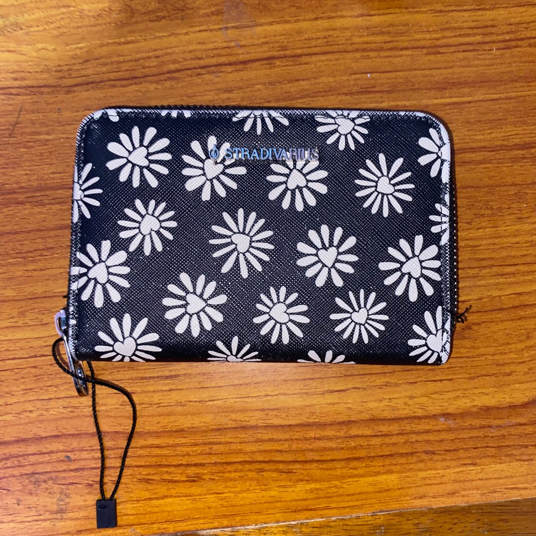 STRADIVARIOUS BLACK FLOWER WALLET, Women's Fashion, Bags & Wallets ...