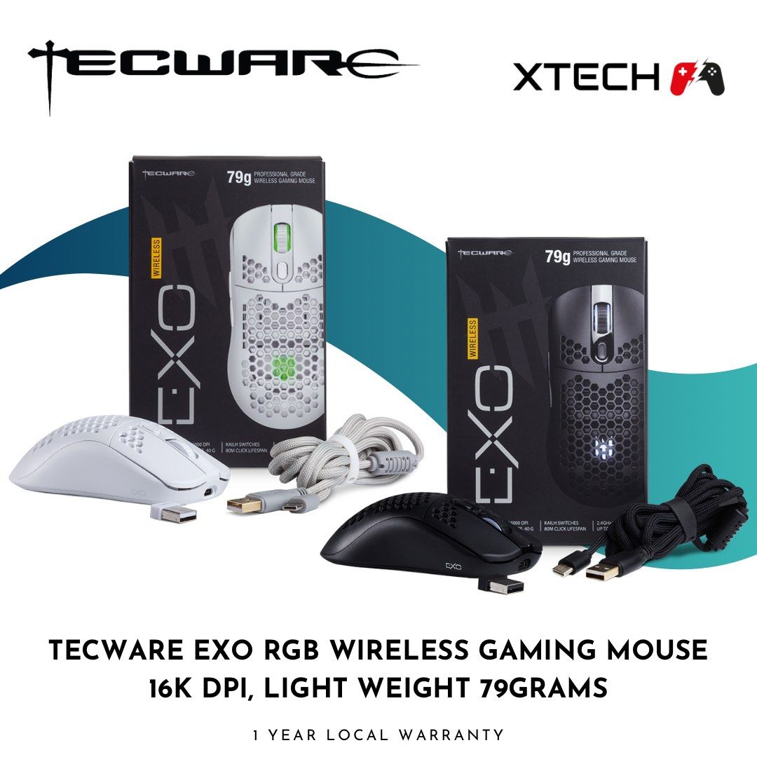Tecware Exo Light Weight Rgb Gaming Mouse Black White Computers And Tech Parts And Accessories