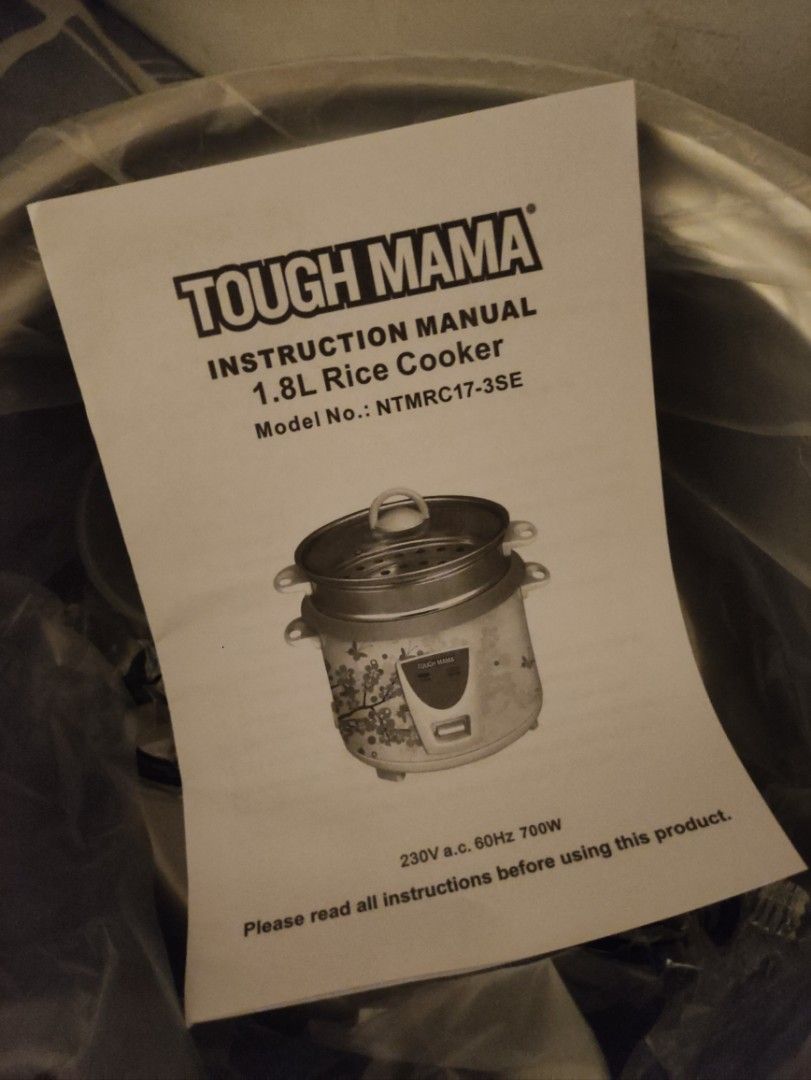 Tough Mama 1.8L rice cooker with steamer, TV & Home Appliances, Kitchen ...