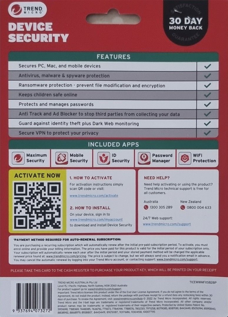 Trend Micro Device Security Pro 2 years 2 devices, Computers & Tech ...