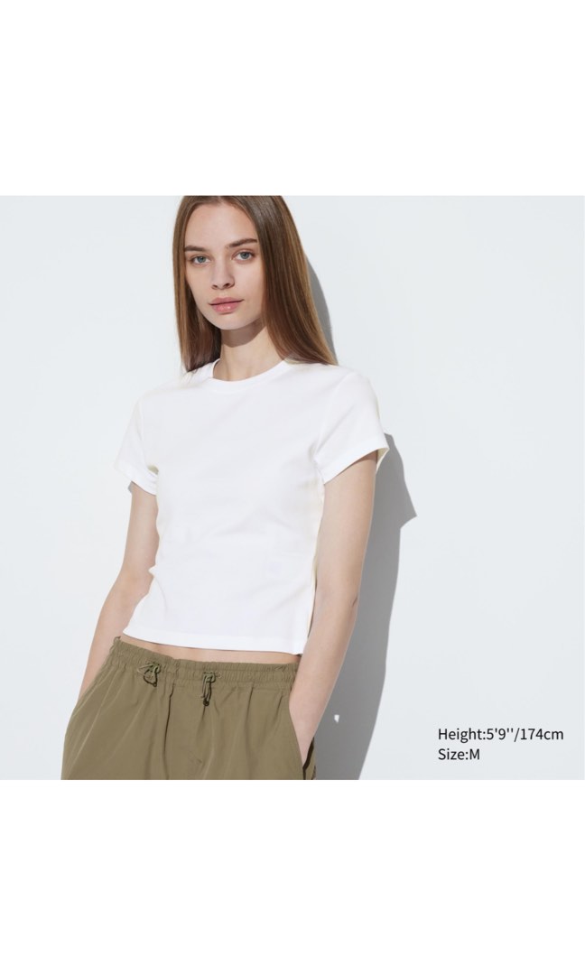 Uniqlo Mini Short Sleeve T-Shirt (White), Women's Fashion, Tops, Shirts ...