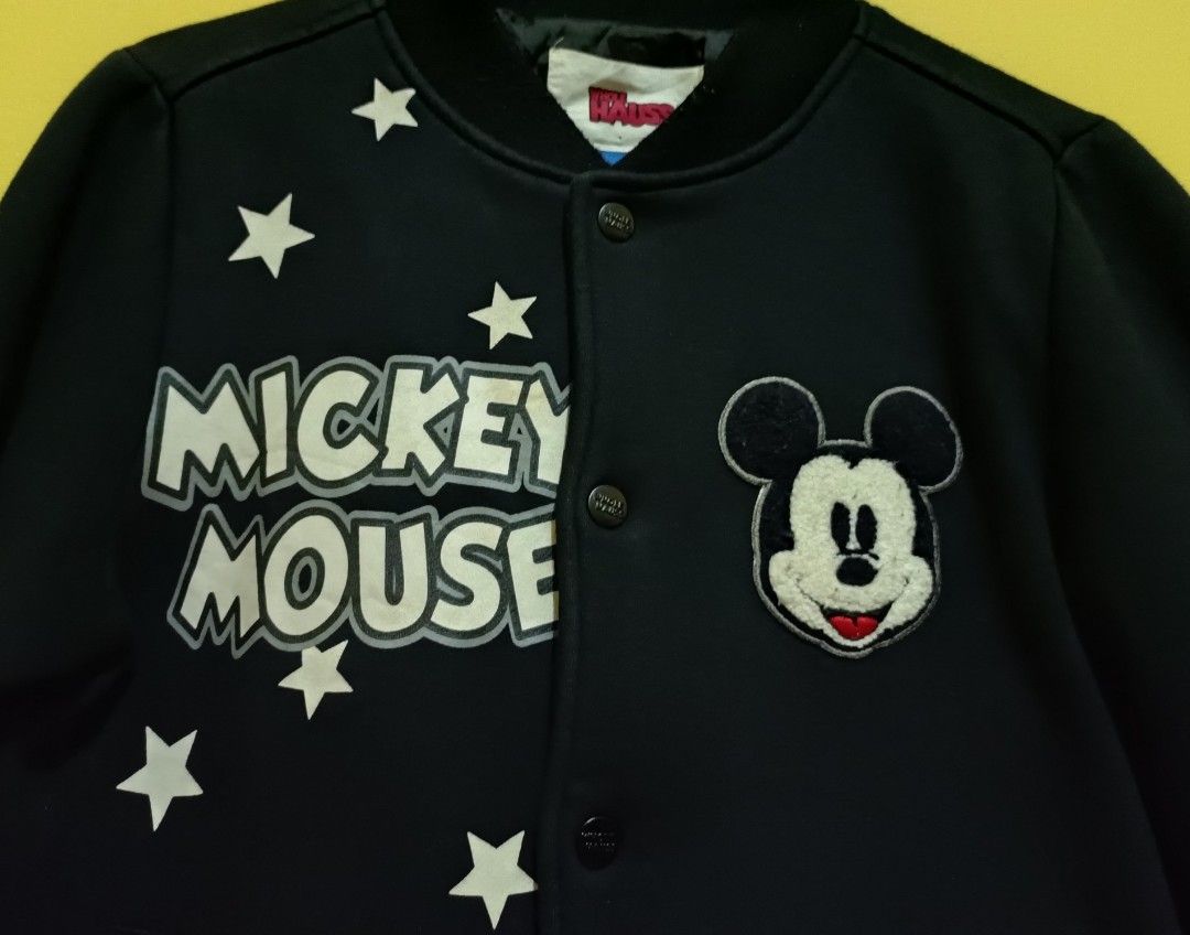 Varsity Jacket Disney Whole Hauss Mickey Mouse Black, Fesyen Pria ...