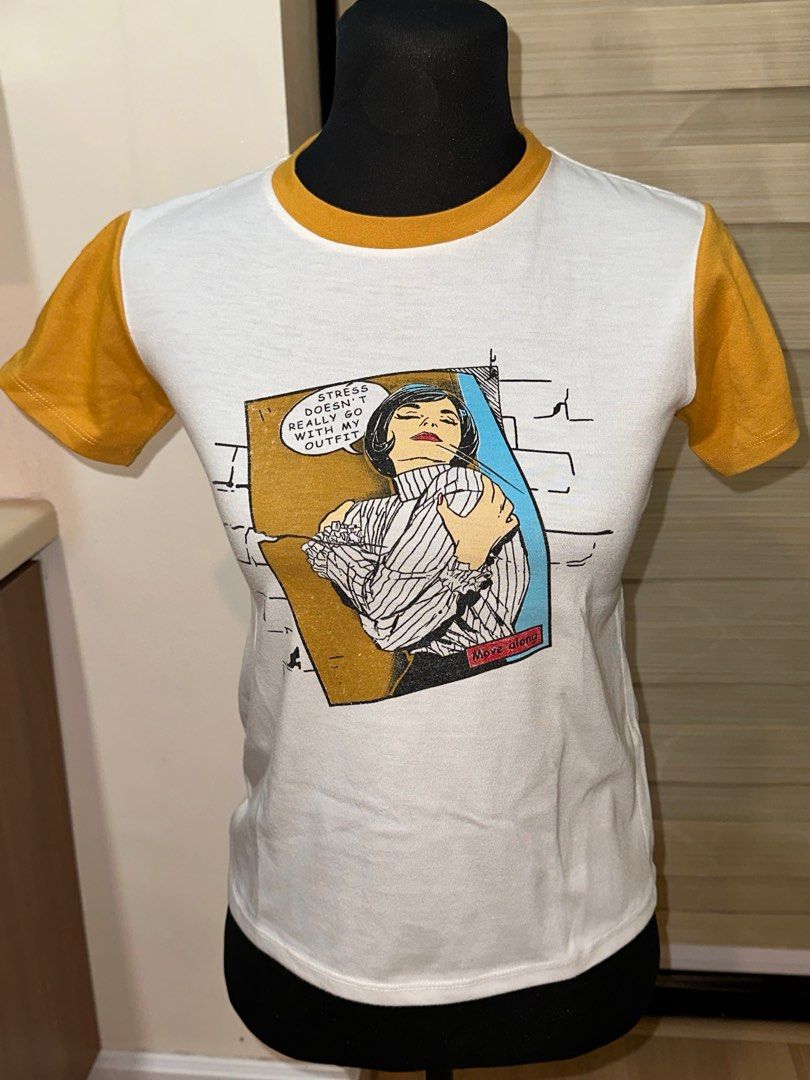 White blouse pop art cute, Women's Fashion, Tops, Blouses on Carousell