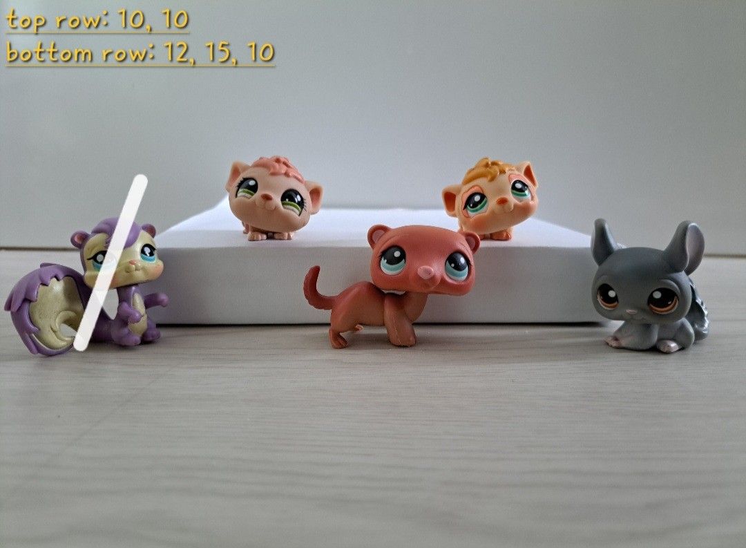 WTS LPS littlest pet shop raccoons, beaver, pig, polar bear, fish, cow ...