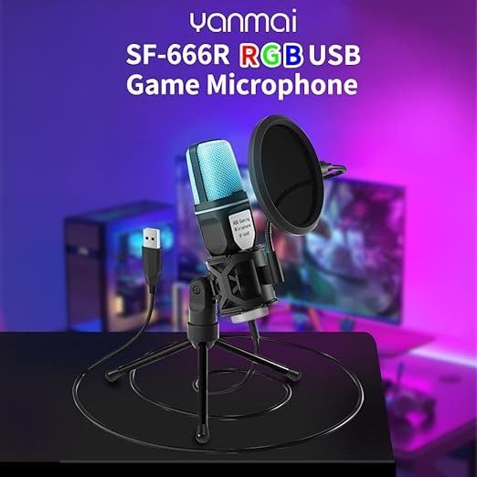 YANMAI RGB USB Condenser Microphone Cardioid Gaming Mic SF-666R with ...