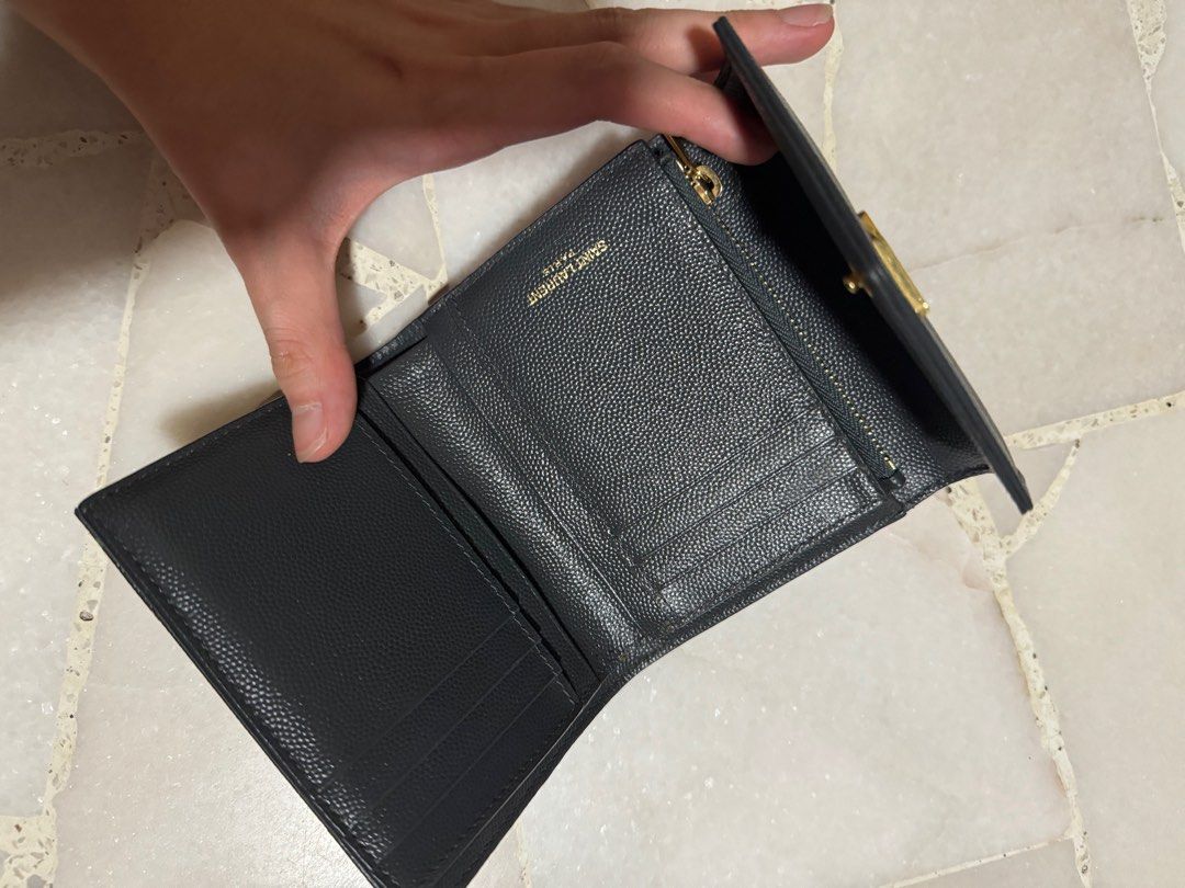 YSL Trifold Wallet (Dark Grey), Luxury, Bags & Wallets on Carousell