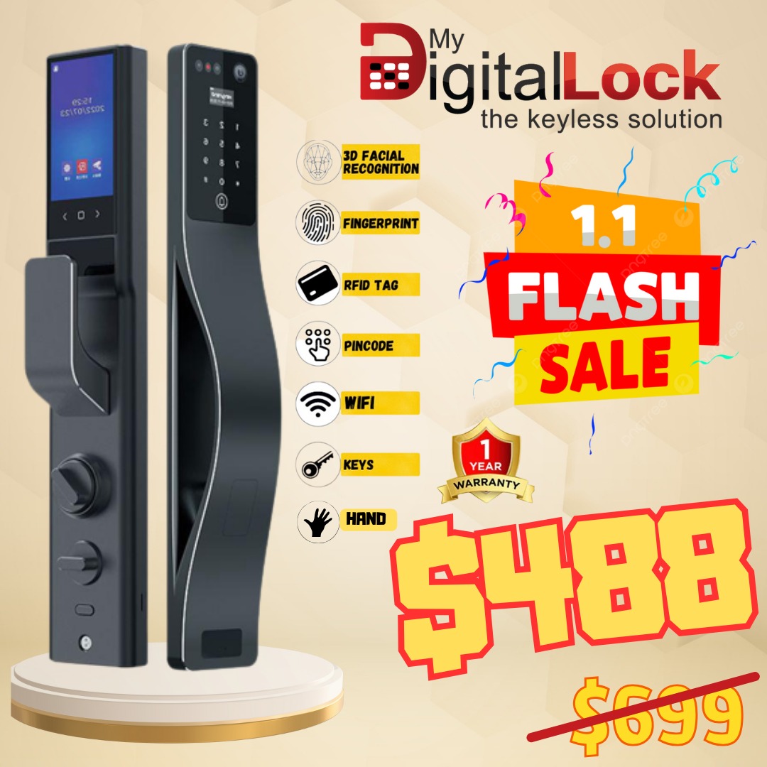 1.1 PROMO KINGSEND DOOR DIGITAL LOCK ( Face & Plam unlock ) [For HDB ...