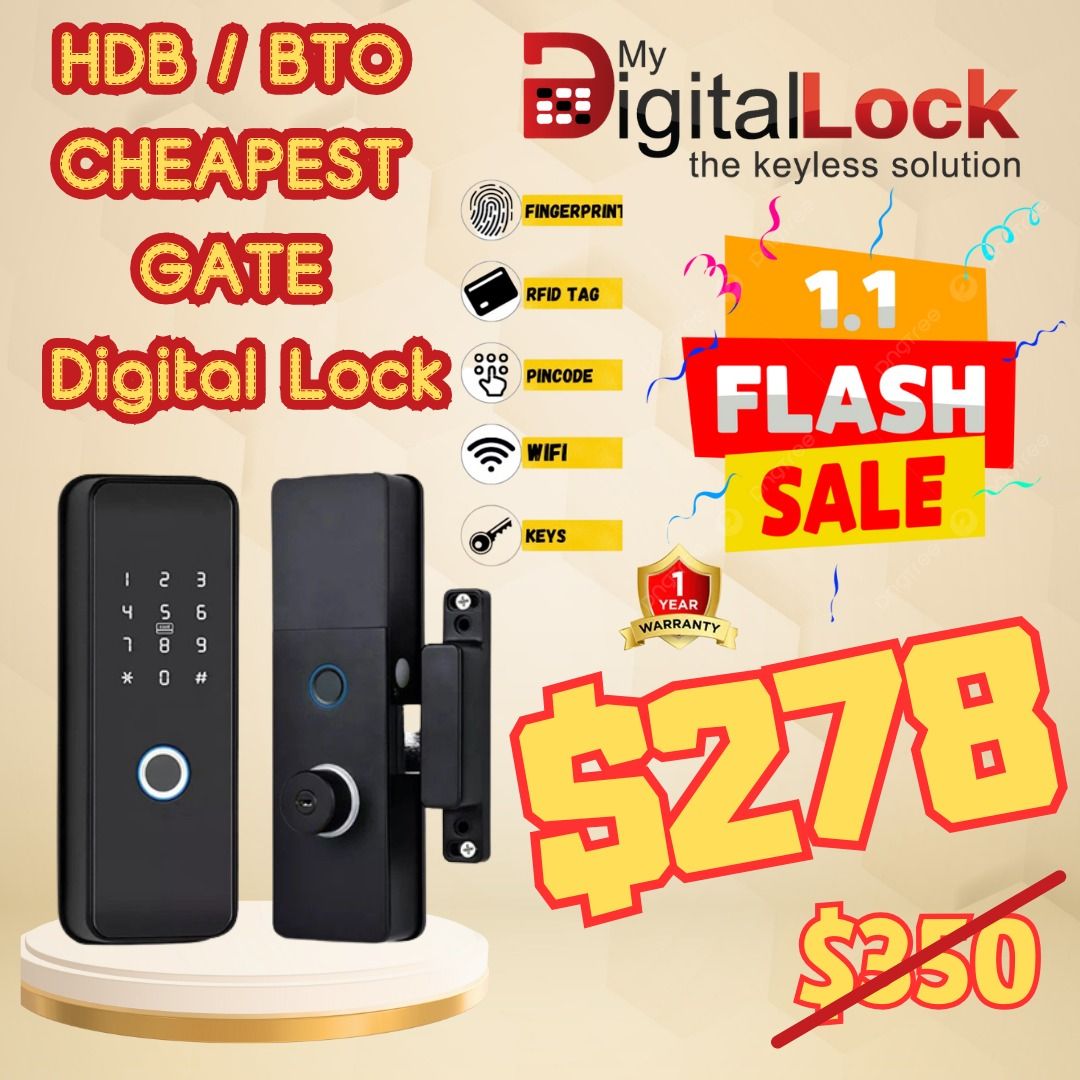 1.1 PROMO THE MOST CHEAPEST HDB/BTO/CONDO GATE DIGITAL LOCK -MDL gate ...