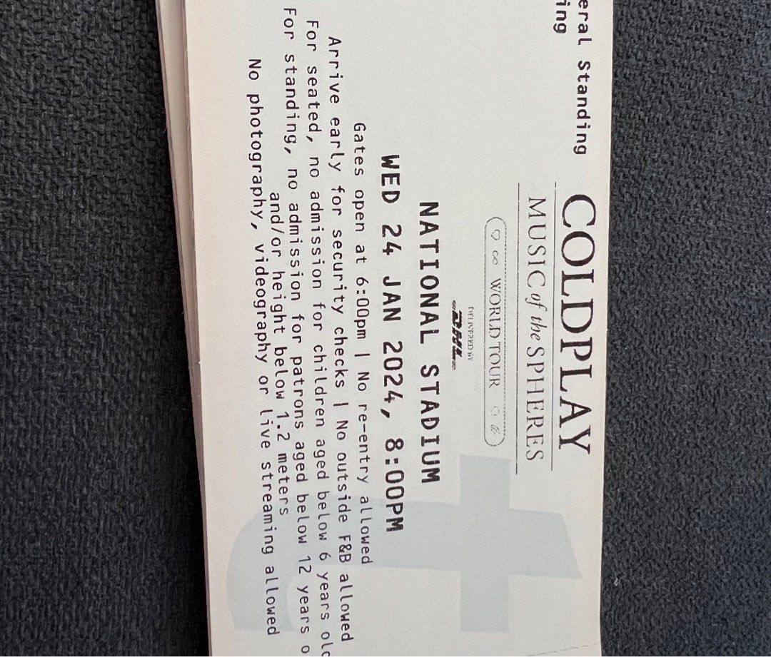 Coldplay Standing Ticket - 24 Jan, Tickets & Vouchers, Event Tickets on ...