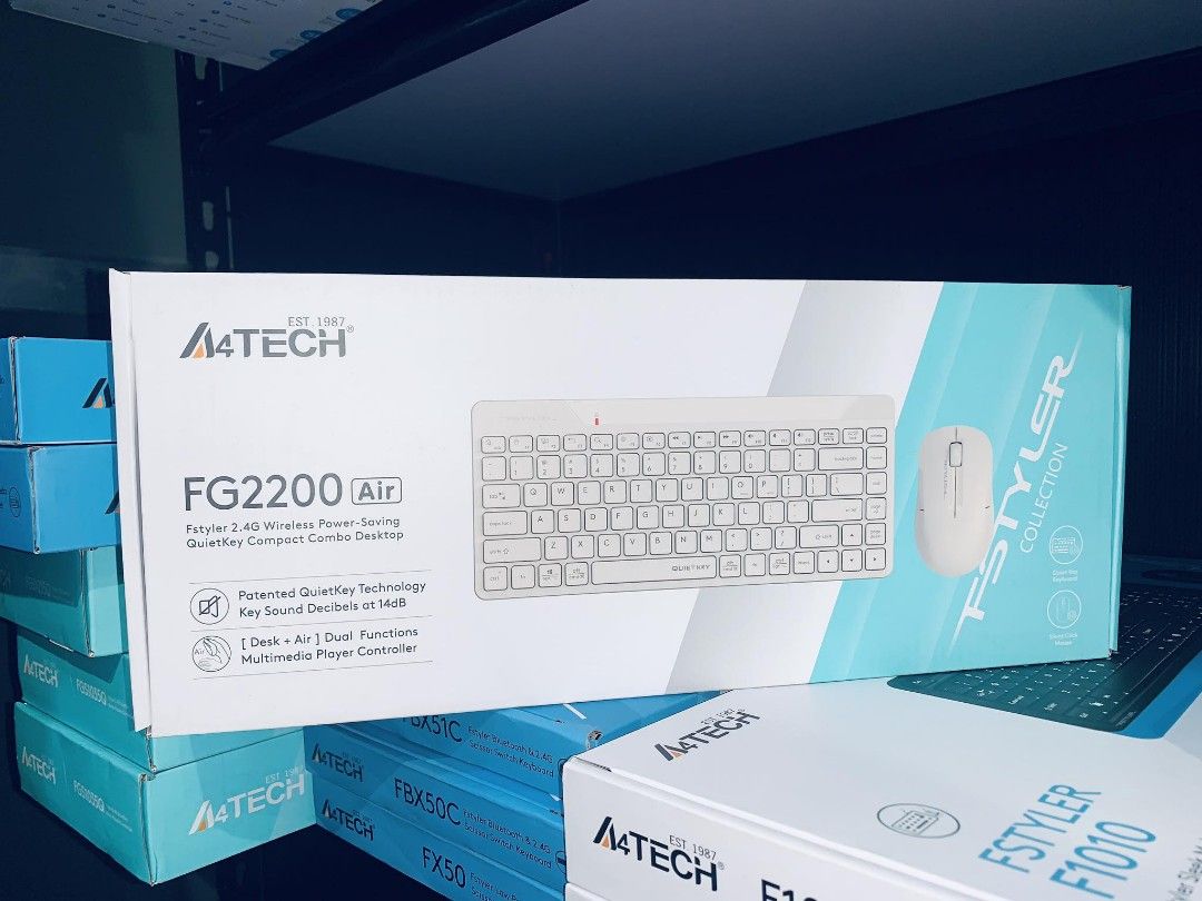 ⚡A4Tech FG2200 Air Fstyler 2.4G Wireless QuietKey Silent Compact ...