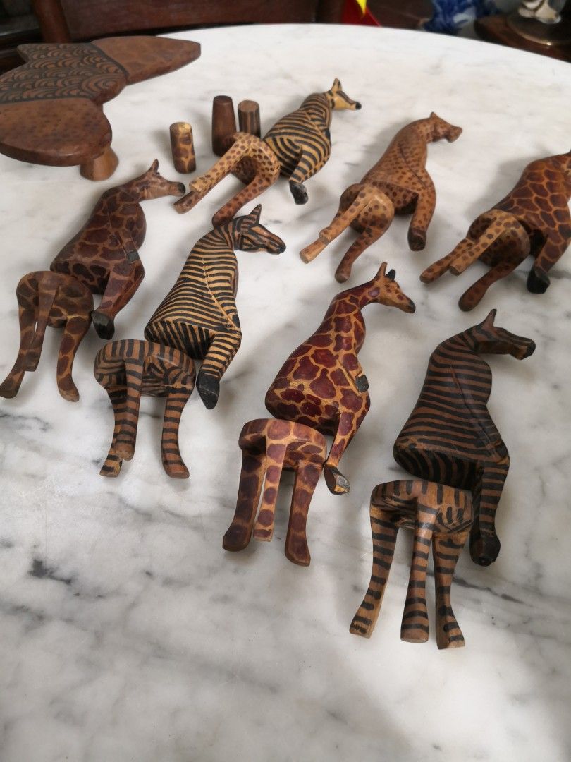 African Art Wood Carving Safari Animal Set, Hobbies & Toys ...