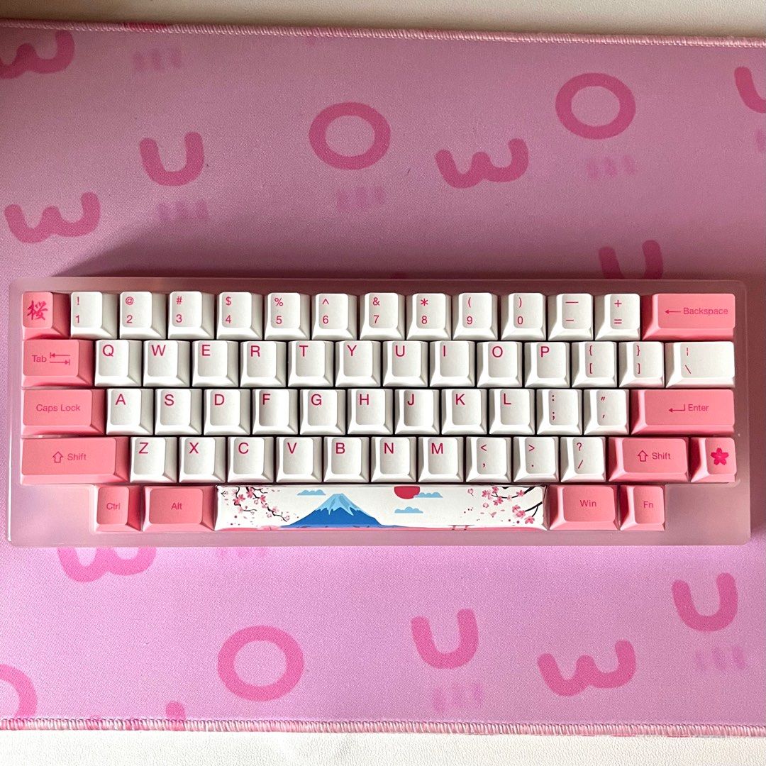 akko acr59 cnc acrylic keyboard pink fully built & modded, Computers ...