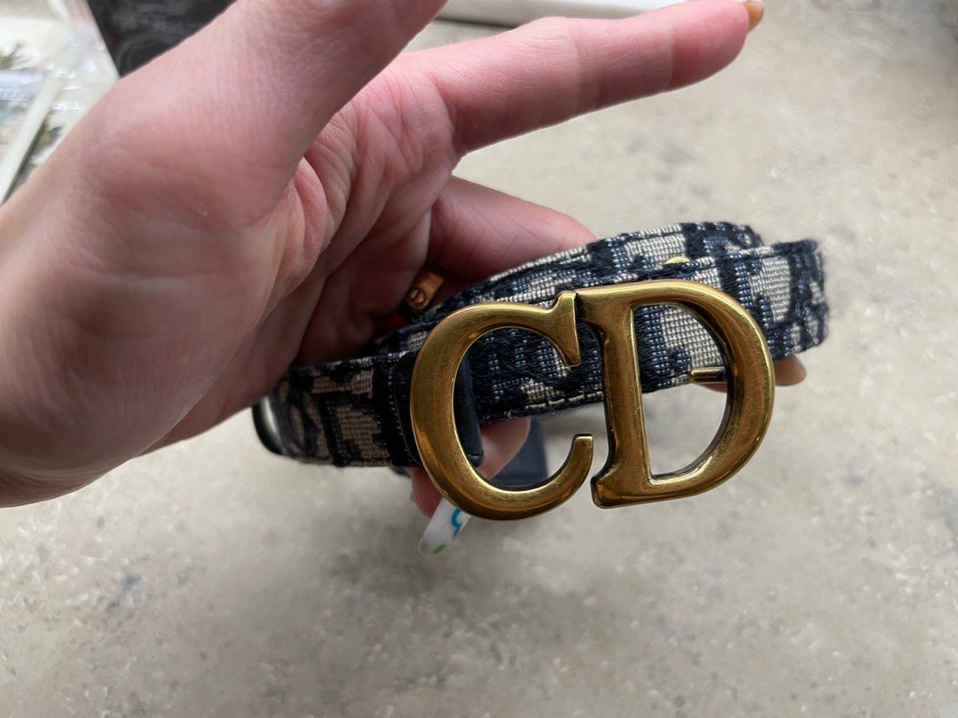 Authentic Christian Dior Saddle Blue Oblique Jacquard Belt, Women's Fashion, Watches ...