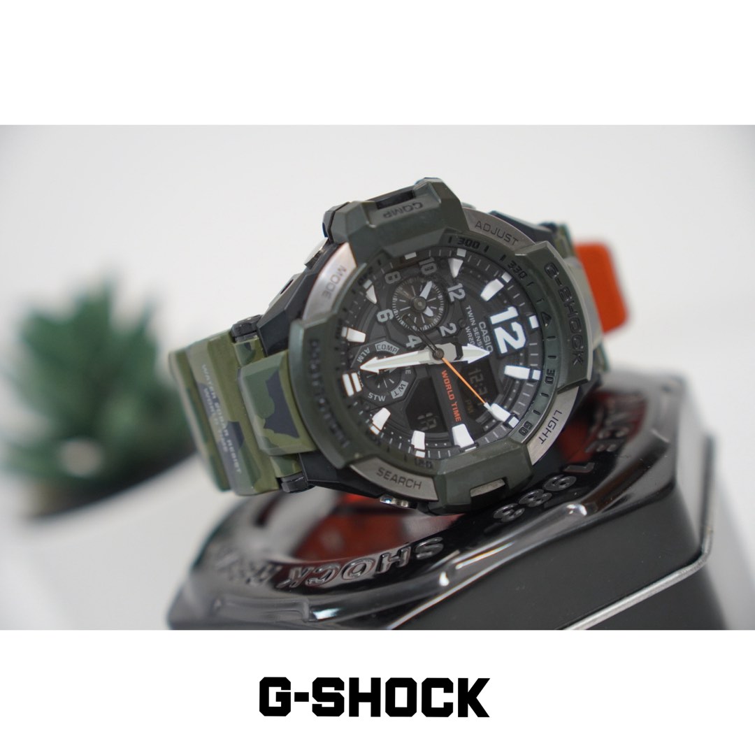 Casio 卡西歐 GA1100SC Premier Gravity Master 極少見的款式 99.99成新 原廠, 他的時尚, 手錶及 ...
