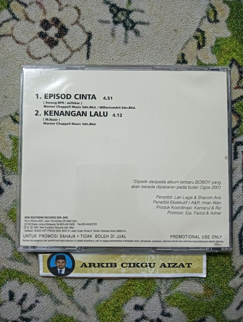 CD BOBOY - EPISOD CINTA (PROMO), Hobbies & Toys, Music & Media, CDs ...