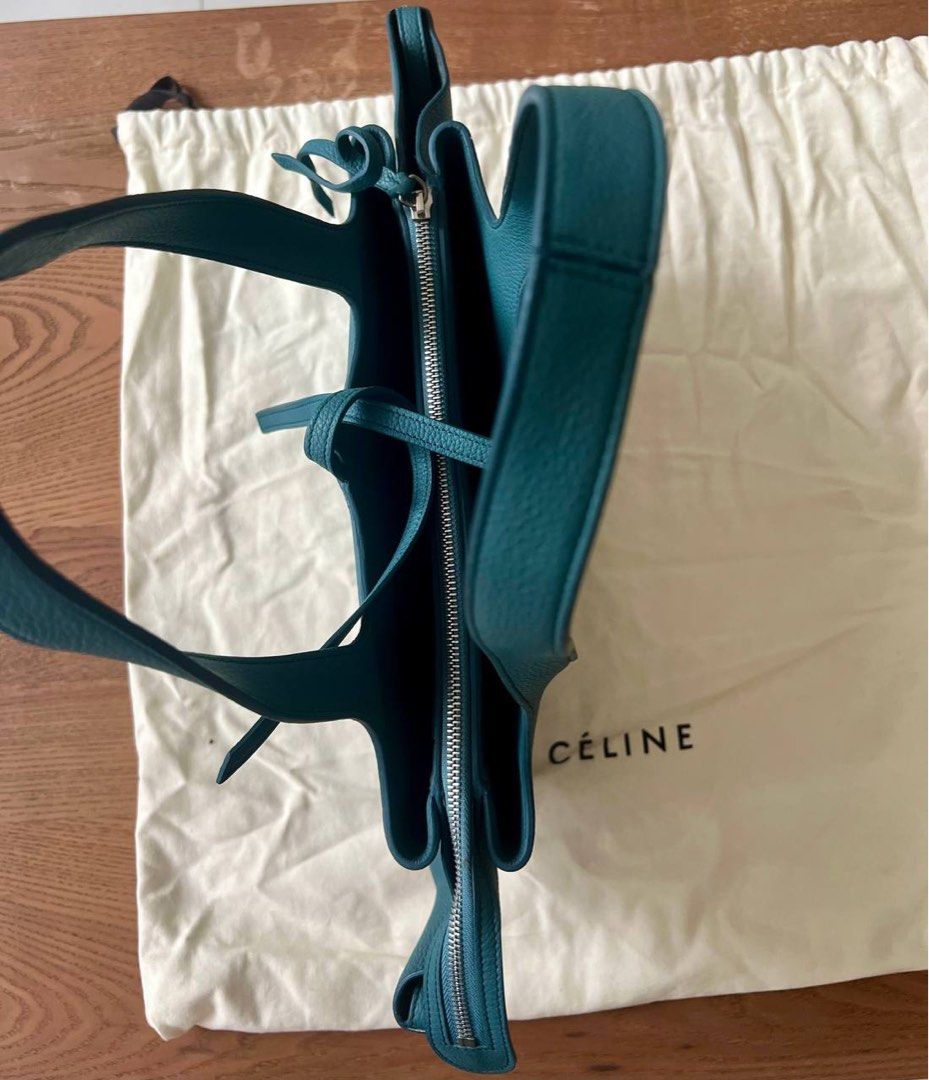 Celine Tri-fold leather tote in teal, Luxury, Bags & Wallets on Carousell