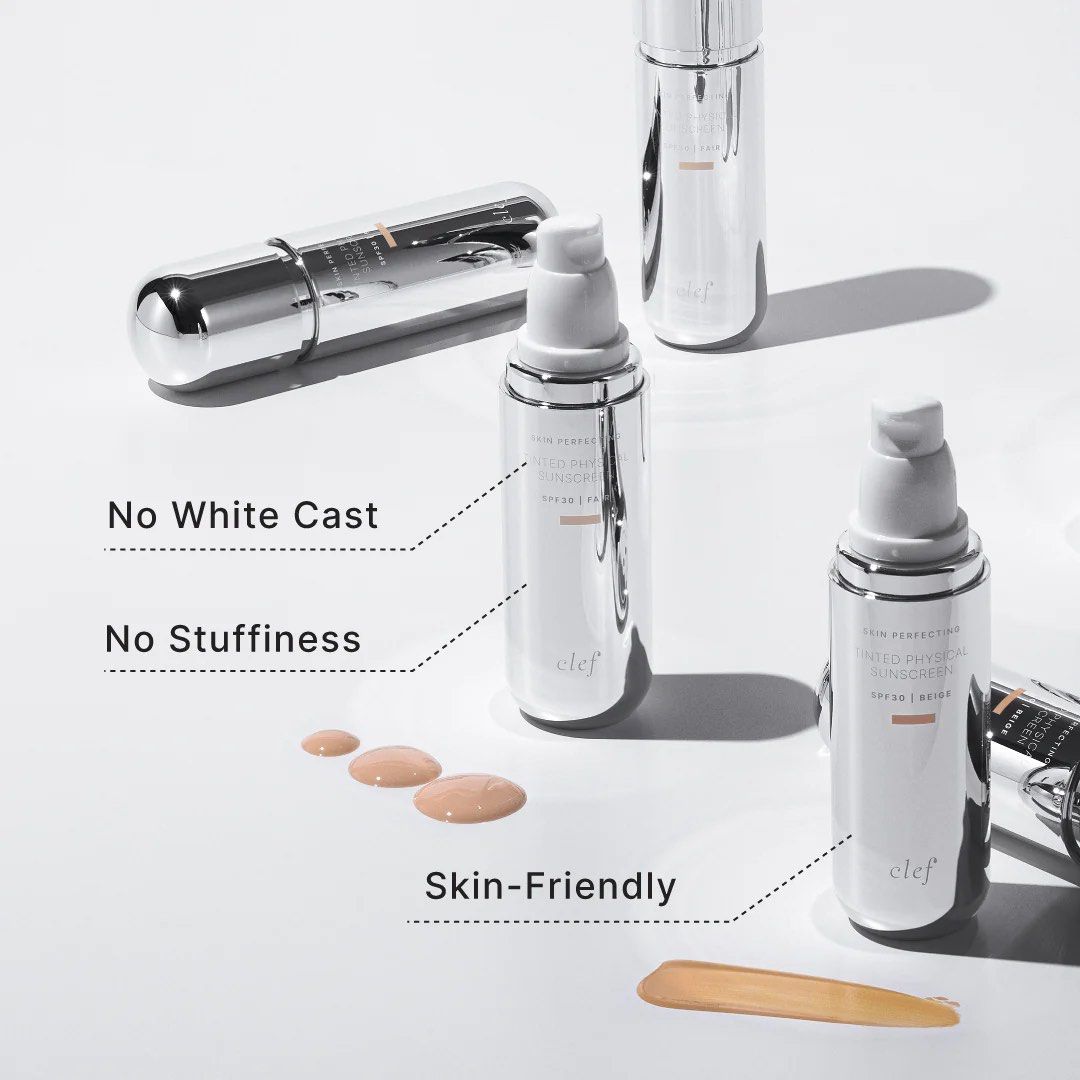 CLEF Skin Perfecting Tinter Physical Sunscreen (beige) FREE makeup puff ...