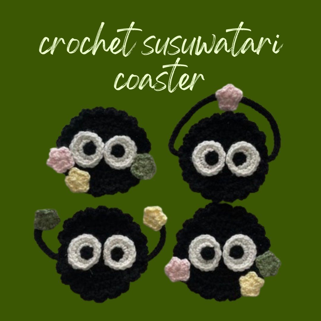 crochet susuwatari soot sprites coaster, Hobbies & Toys, Stationery ...