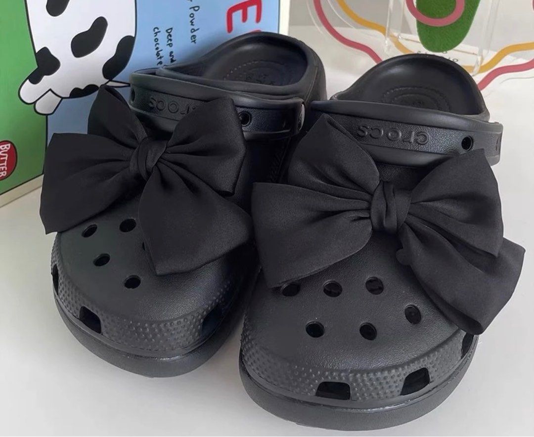Crocs Sandals Ribbon - Black, Women's Fashion, Footwear, Shoe inserts ...