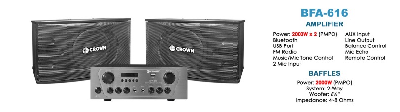 Crown BFA-616 Amplifier with Speaker Set, Computers & Tech, Parts ...